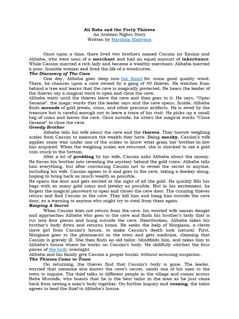 Ali Baba and The Forty Thieves | PDF | Classics