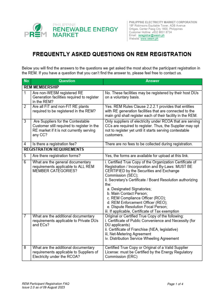 Registration FAQs 09 August 2023-v2 | PDF | Regulatory Compliance | Government