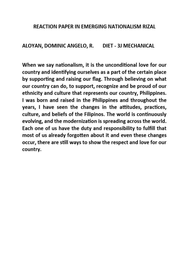 Reaction Paper For Finals | PDF | Philippines