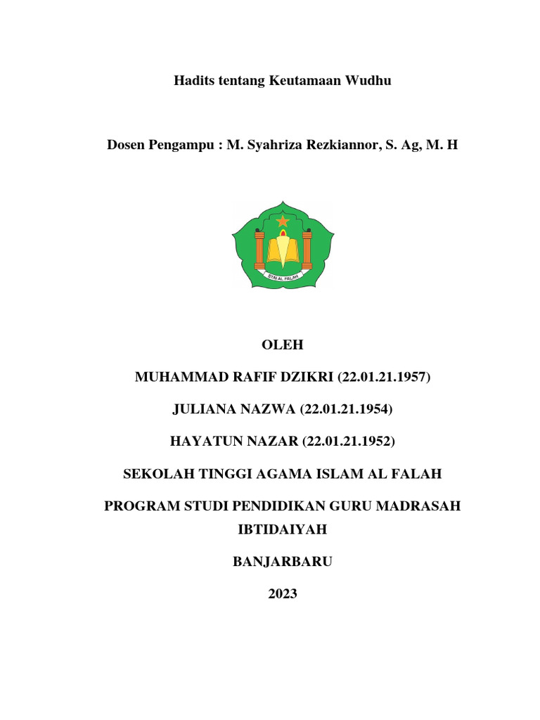 Hadits Keutamaan Wudhu | PDF