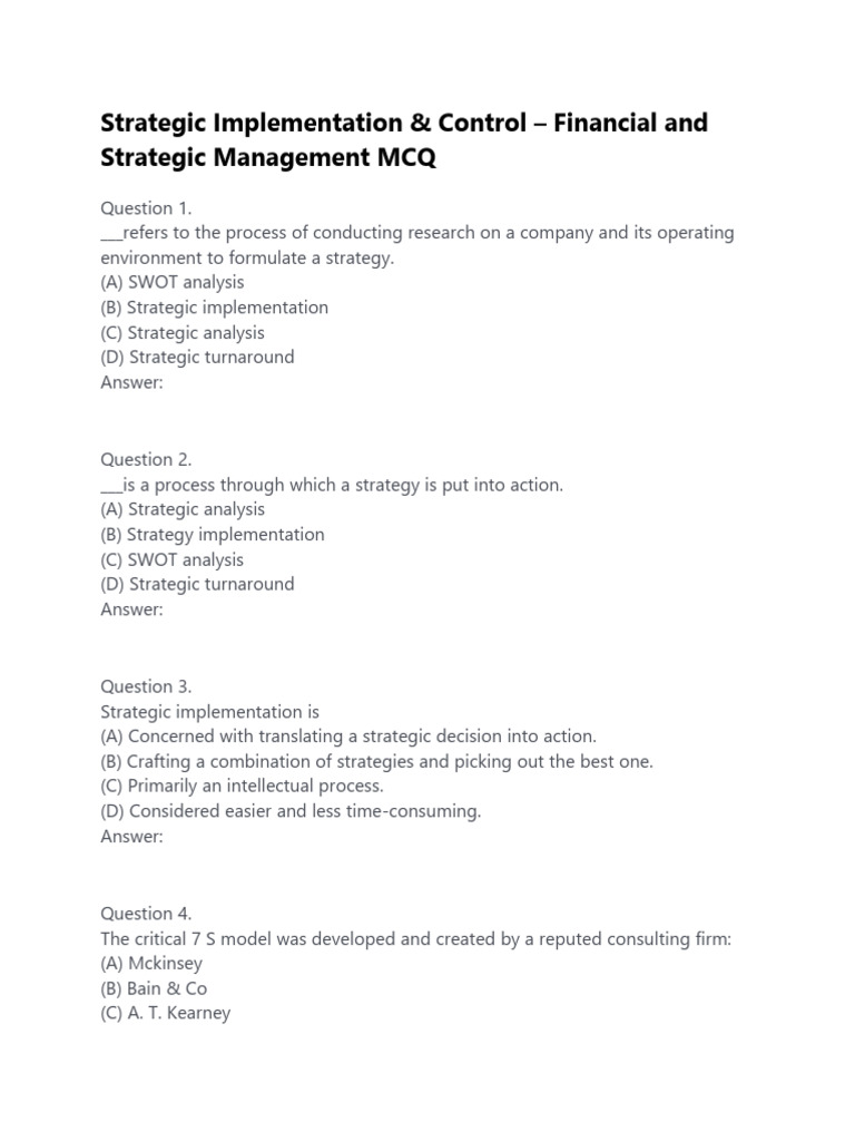 Strategic Implementation | PDF | Strategic Management | Mc Kinsey & Company
