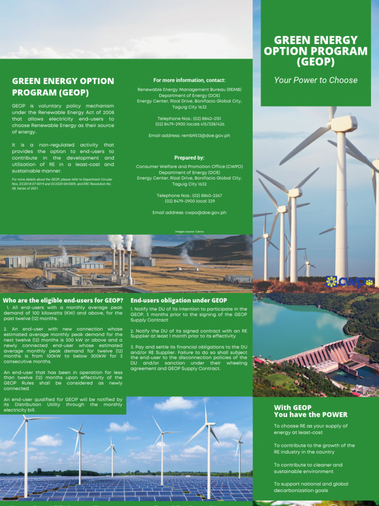 Primer On Green Energy Option Program | PDF | Sustainable Energy ...