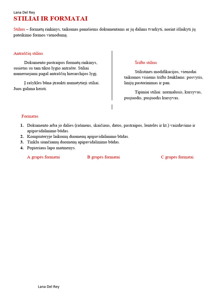 Stiliai Ir Formatai 1 | PDF