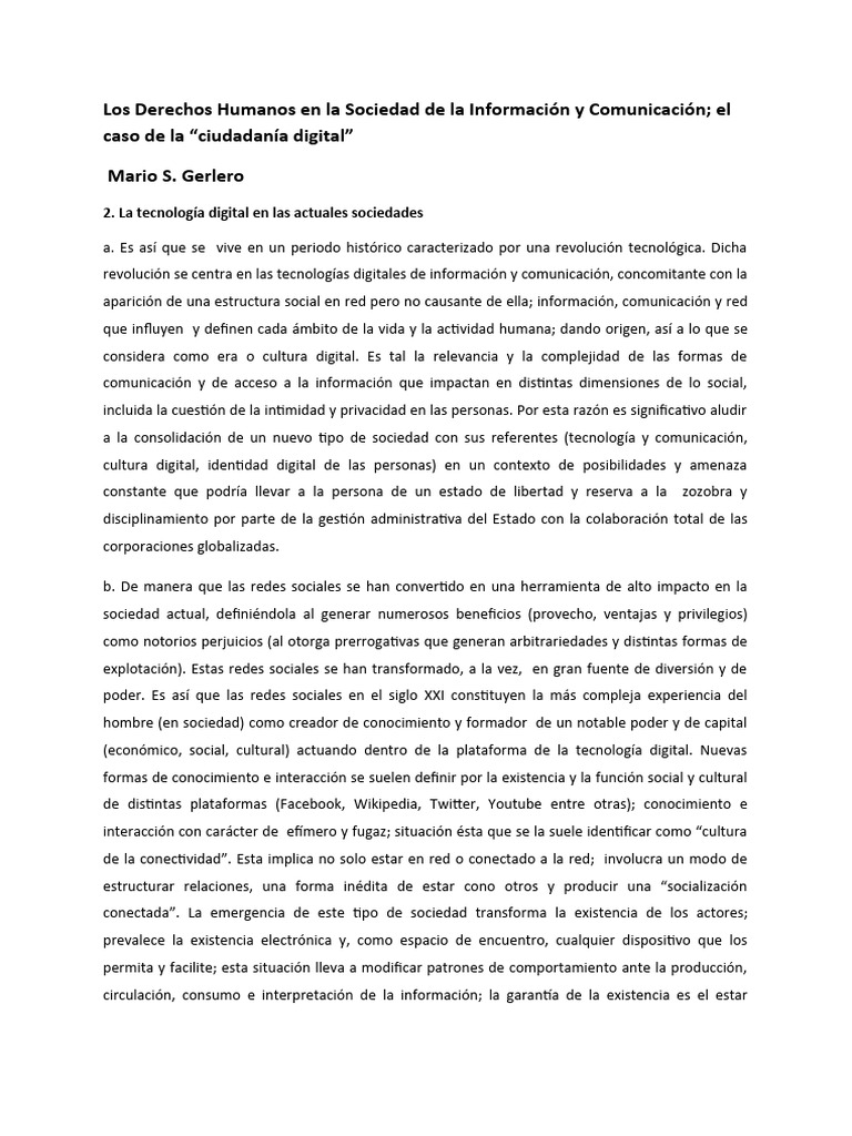 Derechos Humanos y Ciudadanía Digital | PDF | Tecnología de información ...