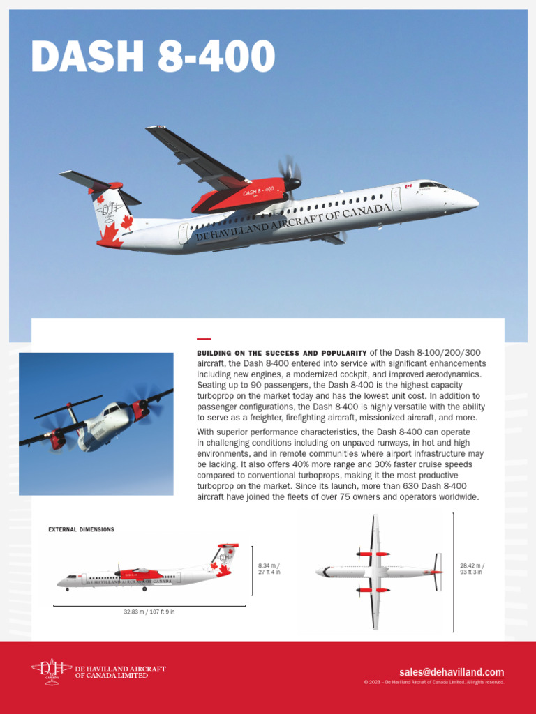DHC Dash8 Spec Sheet v8 | PDF