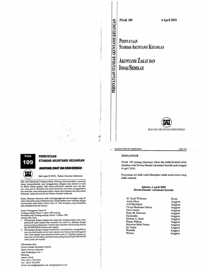 PSAK 109 - Akuntansi Zakat & Infak Atau Sedekah | PDF