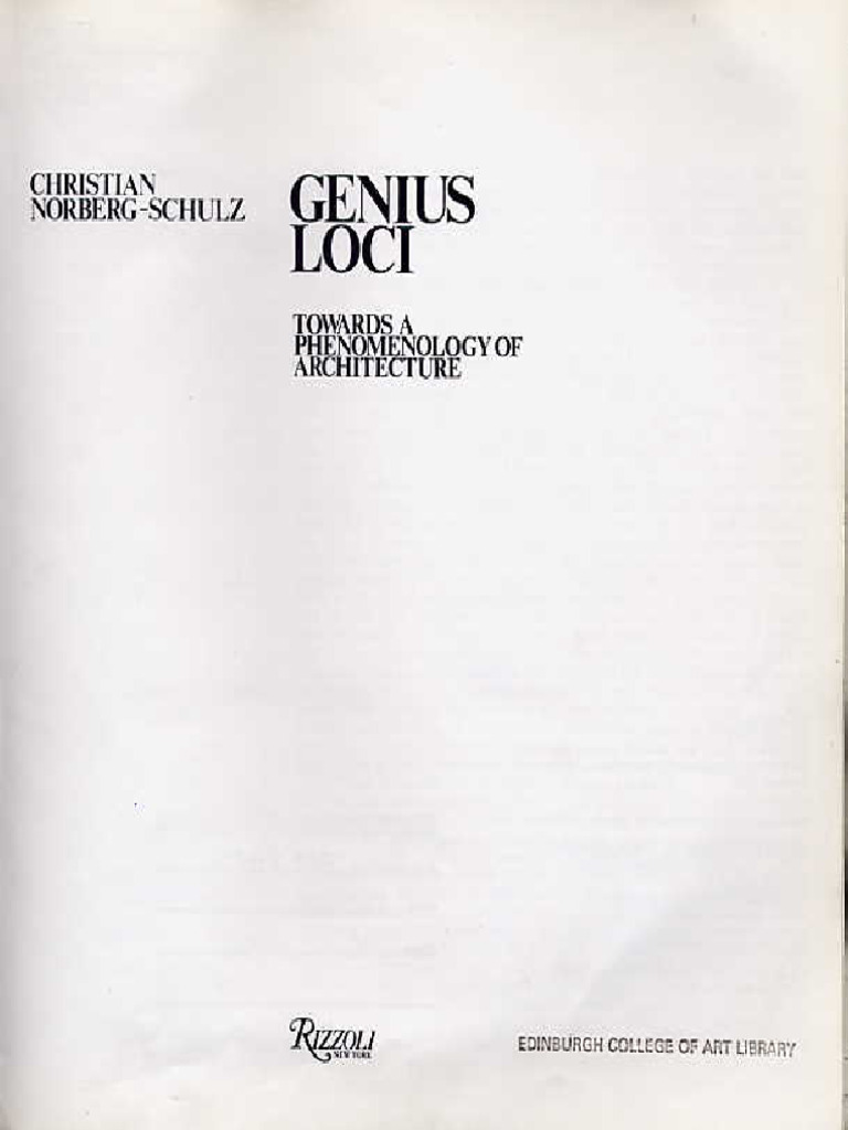 PDF Genius Loci Towards A Phenomenology of Architecture Christian ...