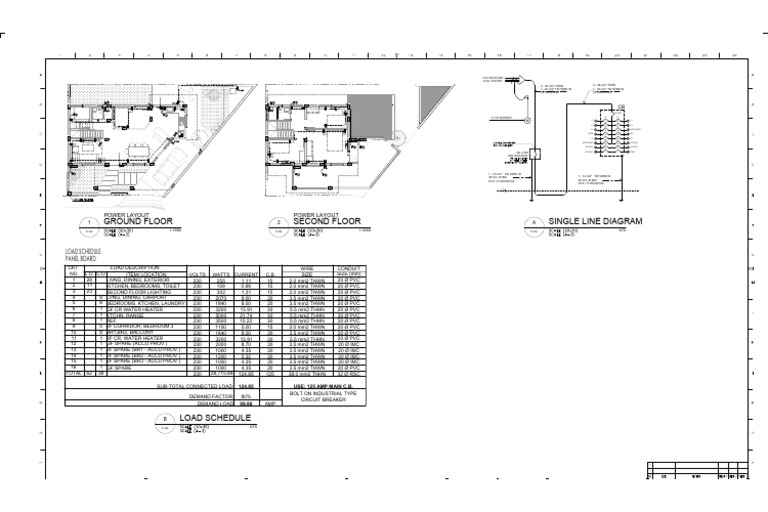 Ground Floor Second Floor Single Line Diagram: Load Schedule Panel ...