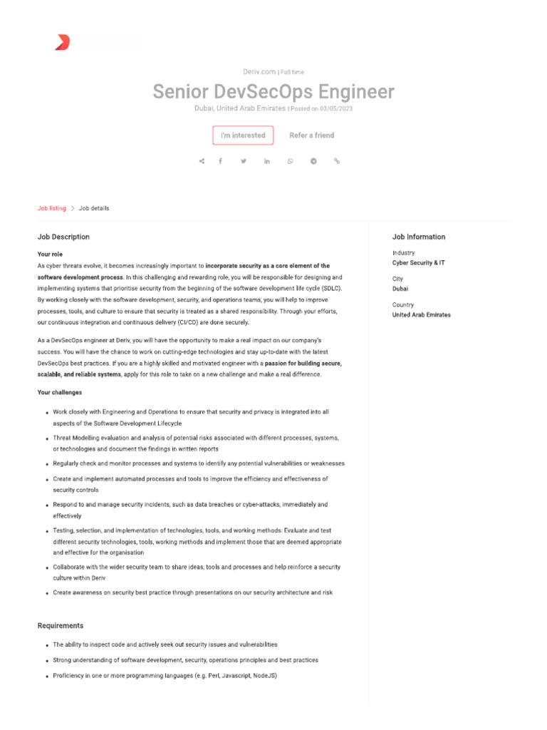 Derive Senior Devops | PDF