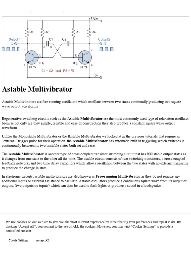 Astable Multivibrator and Astable Oscillator Circuit | PDF
