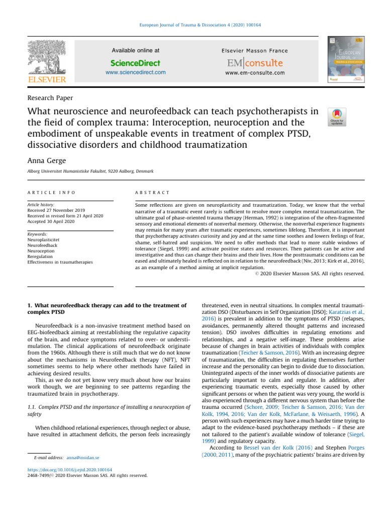 What Neuroscience and Neurofeedback Can Teach Psychotherapists in The FieId of Complex Trauma ...