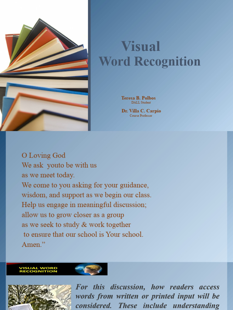 Visual Word Recognition Tbpolbos Pdf Dyslexia Priming Psychology