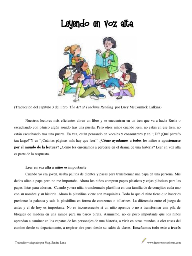 Importancia de Leer en Voz Alta a Niños | PDF | Libros | Escritura