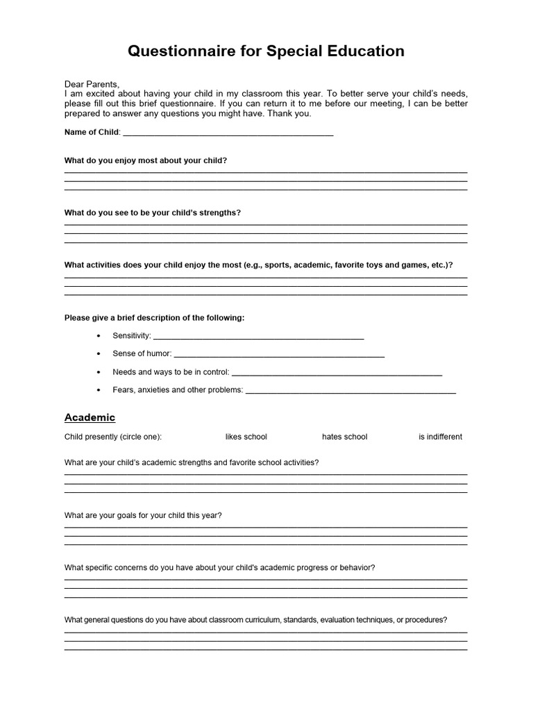 Parents Interview Form Before Assessment | PDF | Teachers | Sleep