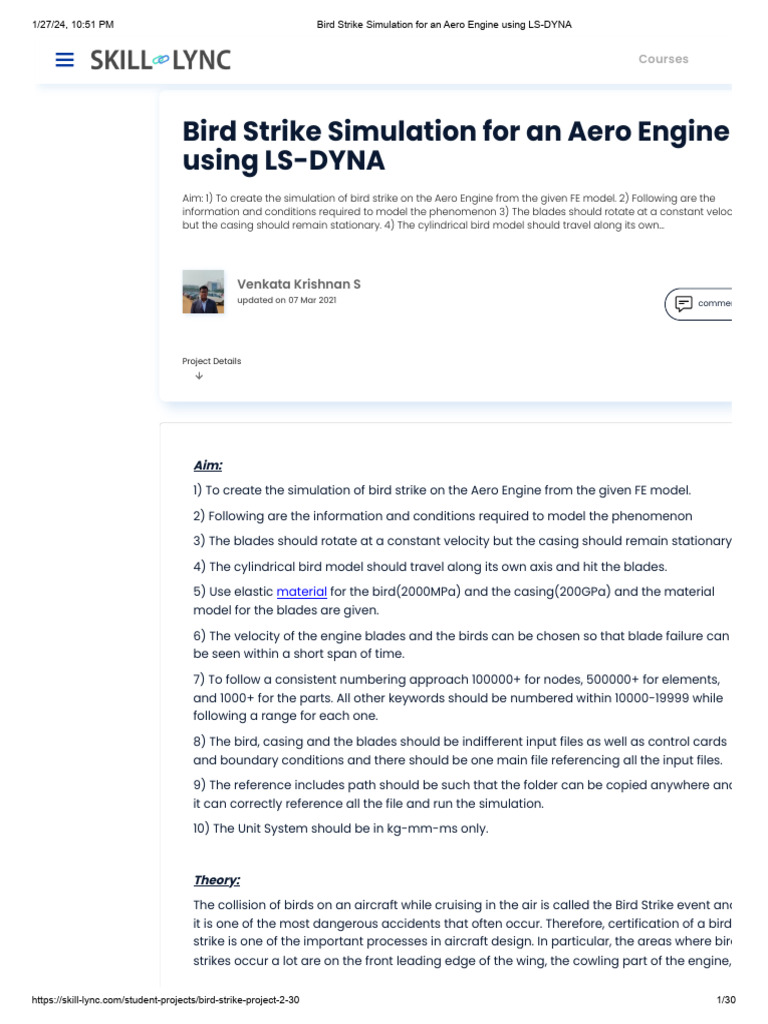 Bird Strike Simulation For An Aero Engine Using LS-DYNA | PDF | Yield (Engineering ...
