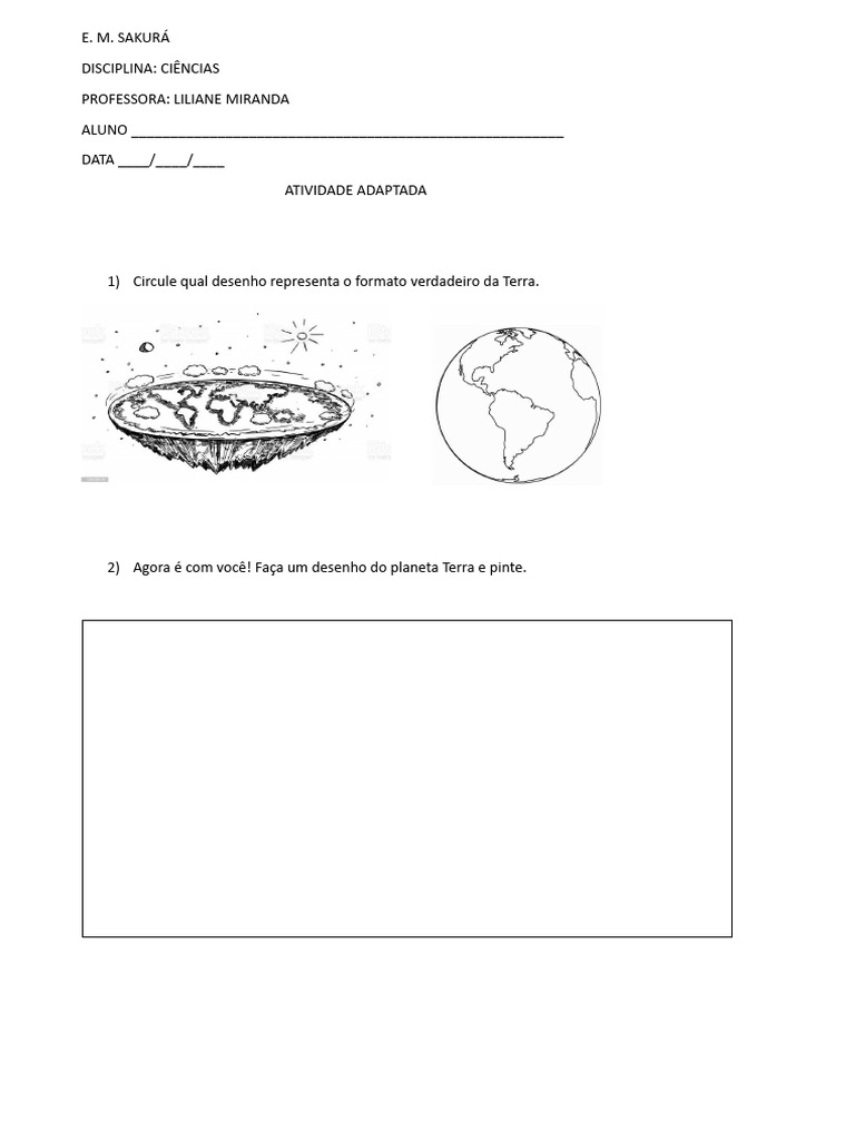 FORMATO DA TERRA - ATIVIDADE ADAPTADA | PDF
