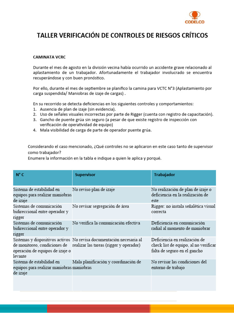 Taller Verificación de Controles de Riesgos Críticos | PDF