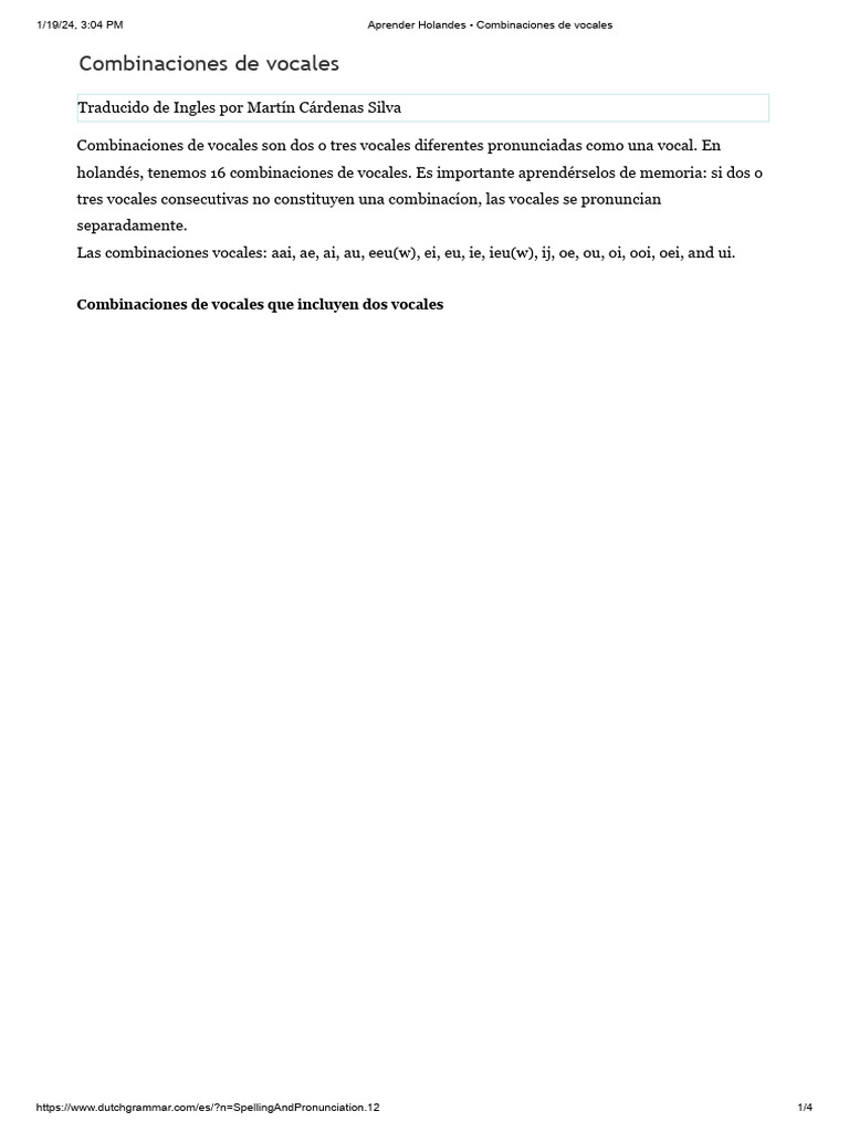 Aprender Holandes - Combinaciones de Vocales | Descargar gratis PDF | Escritura latina | Lenguas ...