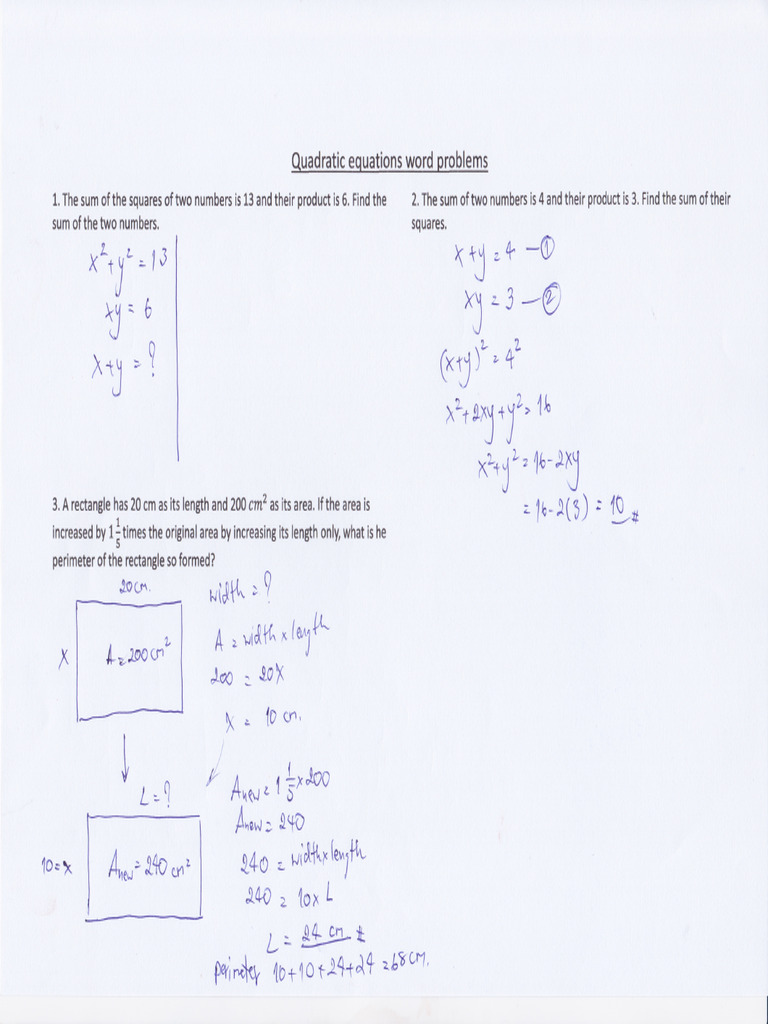 Application of Quadratics System | PDF