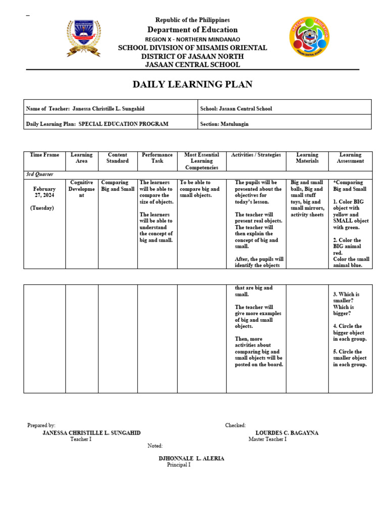 Daily Learning Plan | Download Free PDF | Learning | Teachers
