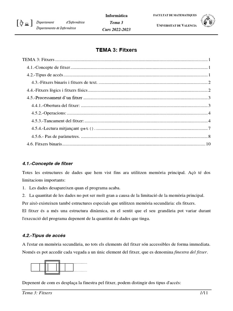 Tema 3 - Fitxers - Apunts | PDF