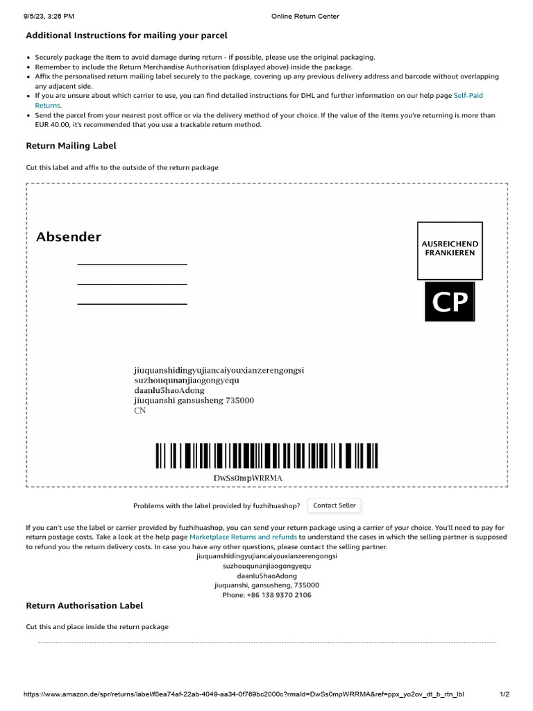 Online Return Center | PDF | United States Postal Service | Freight ...