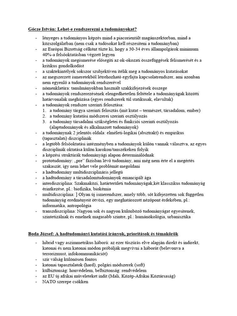 Hadtudomany ZH Jegyzet | PDF