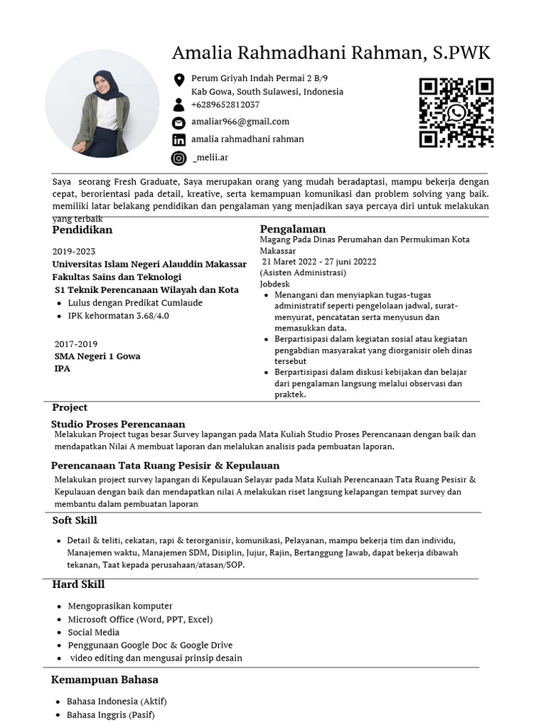 Contoh CV Fresh Graduate S1 PWK | PDF