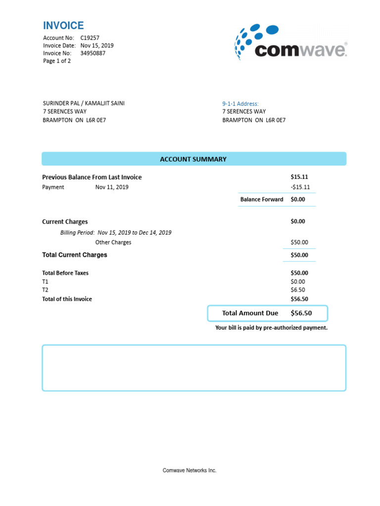 Invoice: Previous Balance From Last Invoice | PDF | Invoice | Services ...