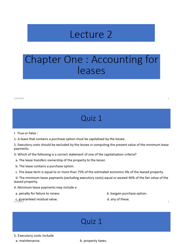 Chapter One: Accounting For Leases | PDF | Lease | Economies