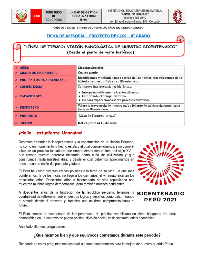 Ficha Asesoría ProBic-2021 | PDF | Perú