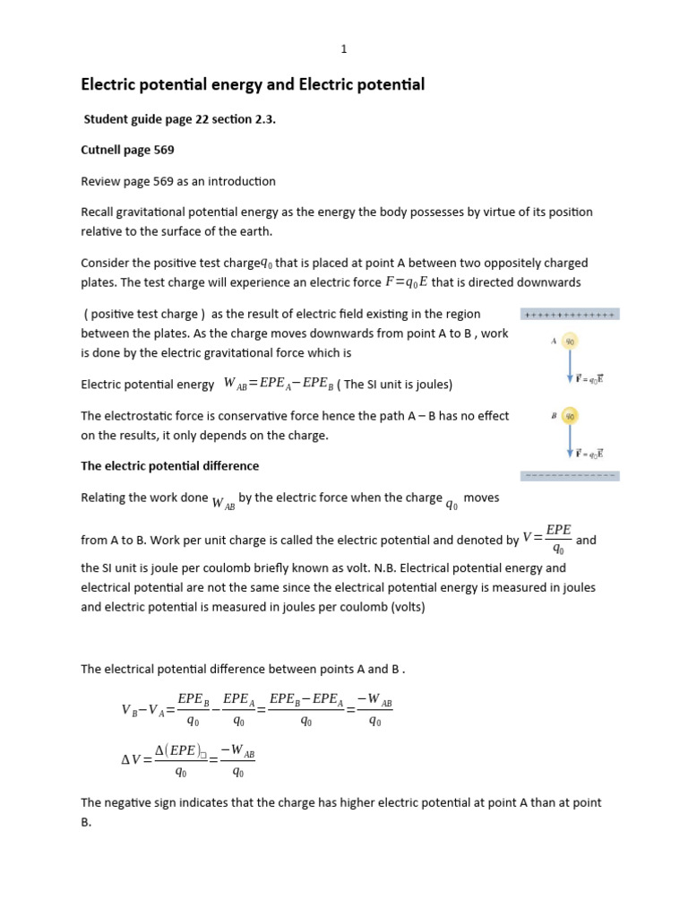 Electric Potential Energy Explained | PDF | Capacitance | Capacitor