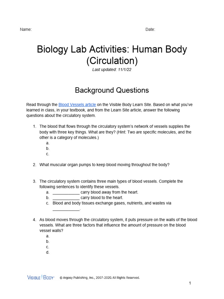 Bio Learn Lab Activities Circulation Full Student | PDF