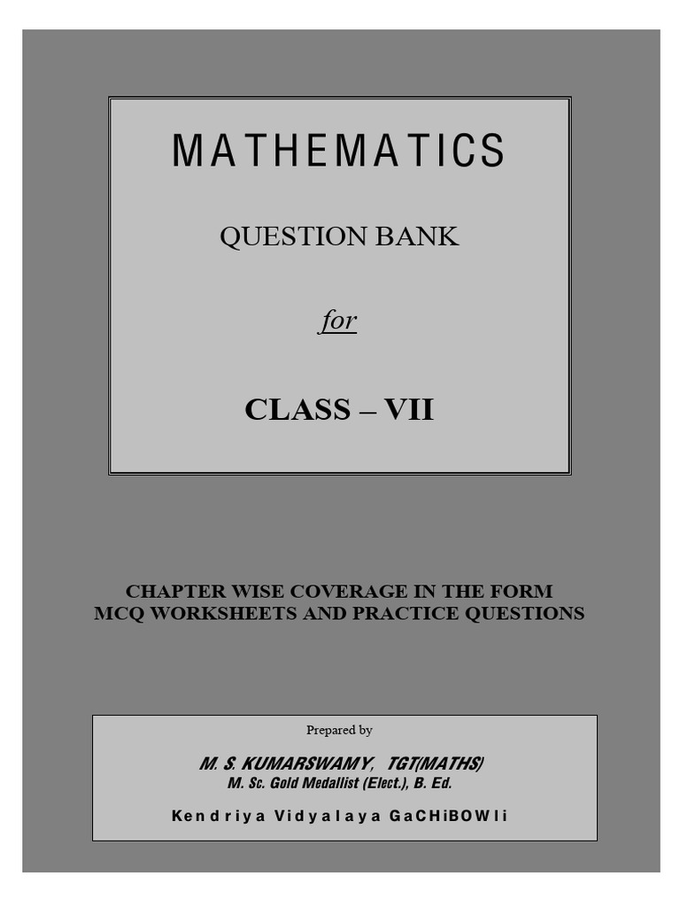 Maths Class Vii Question Bank | PDF | Numbers | Integer Maths Class Vii Question Bank | PDF | Numbers | Integer