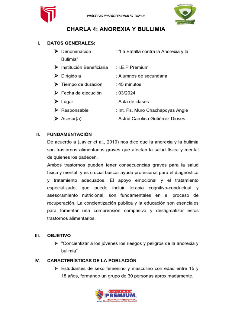 Charla 4 - Anorexia y Bullimia | PDF | Bulimia nerviosa | Anorexia nerviosa