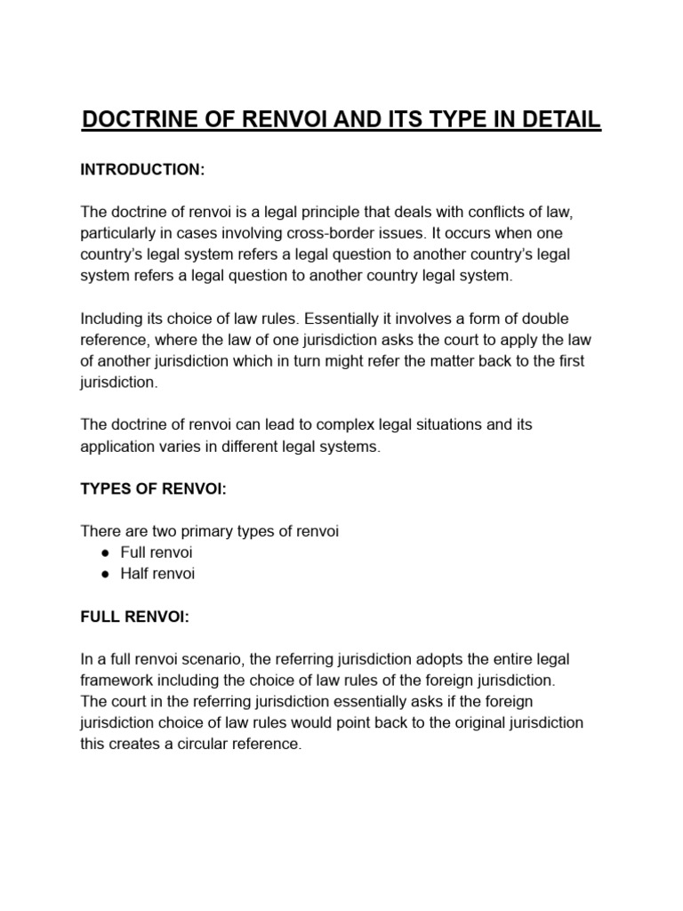 Types of Renvoi in Conflict of Laws | PDF | Jurisdiction | Choice Of Law