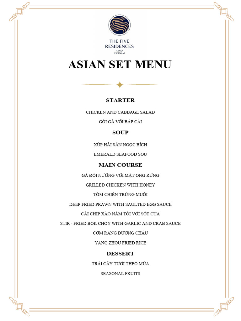 Asian Set Menu | PDF