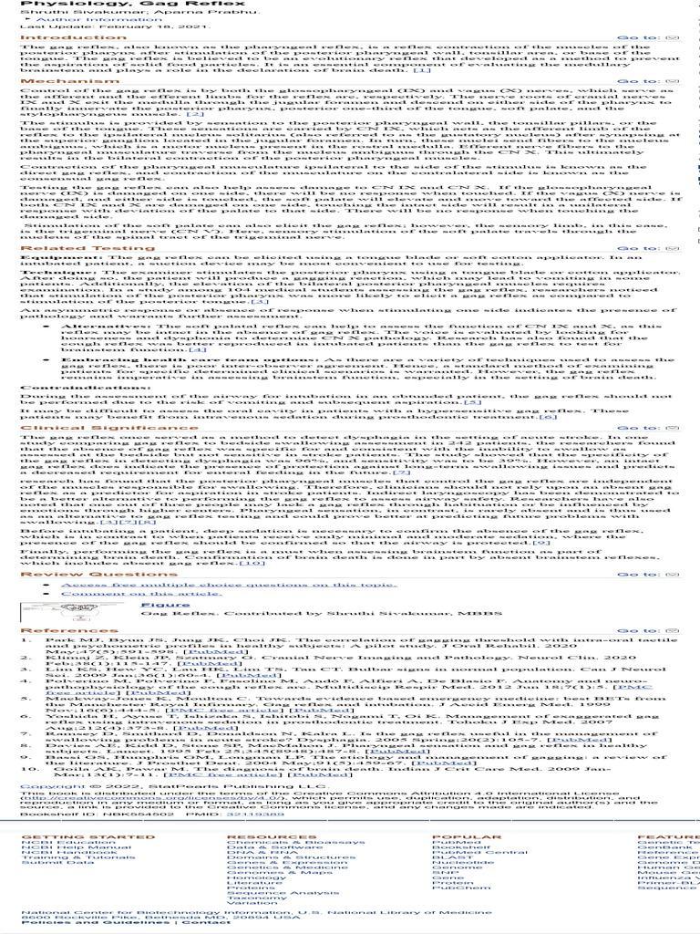 Physiology, Gag Reflex - StatPearls - NCBI Bookshelf | PDF