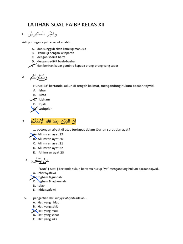 Latihan Soal SAT Paibp Kelas Xii | PDF