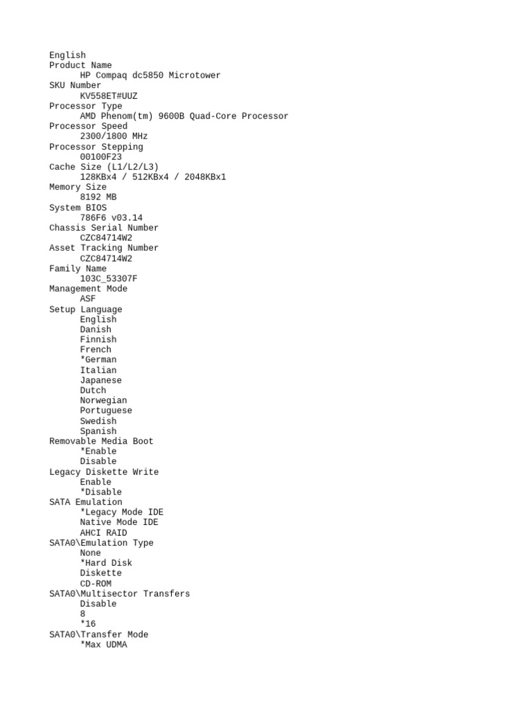 HP Compaq dc5850 Microtower Specs | PDF