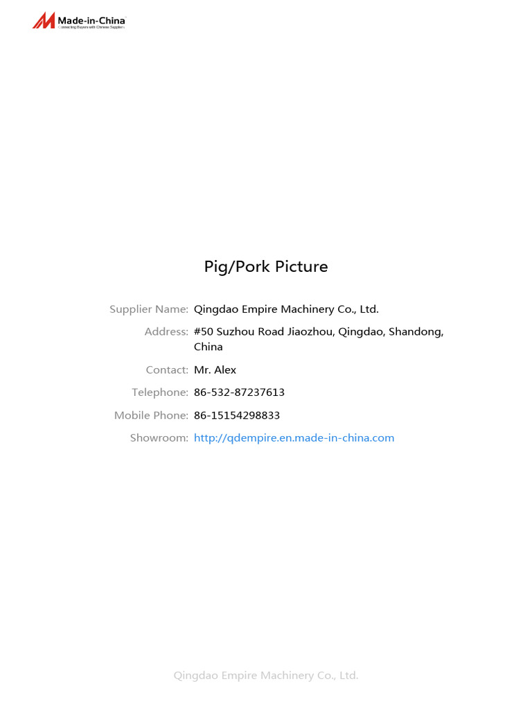 Pig Pork Picture Pdf