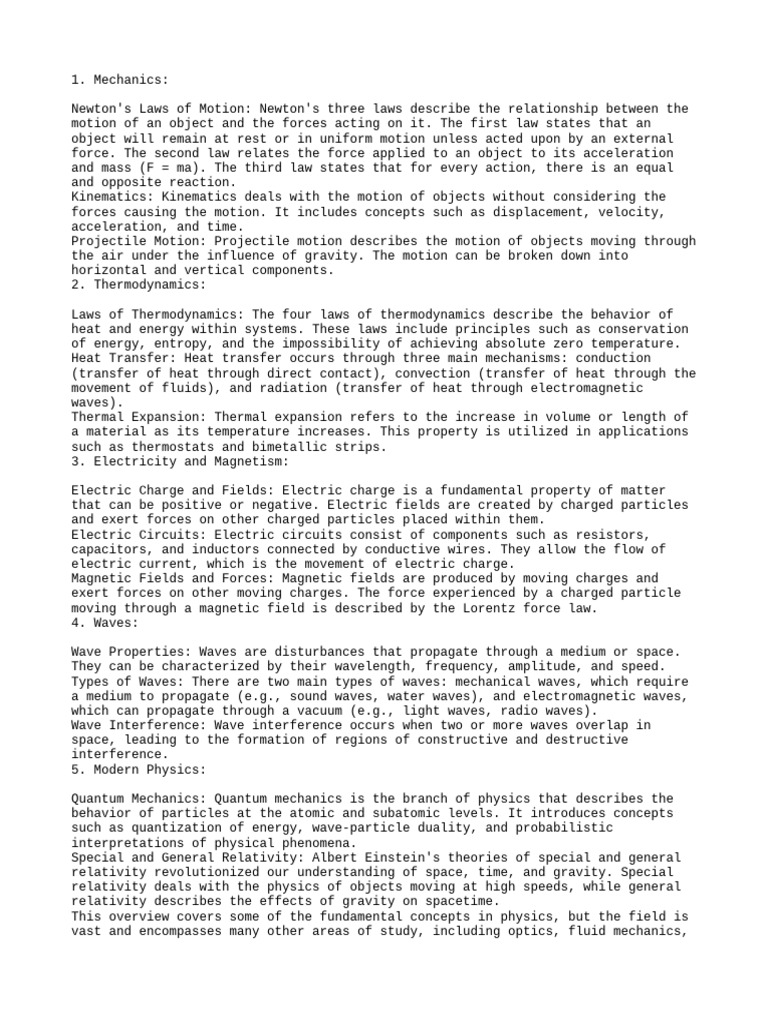 Physics Revsion Pdf Waves Force