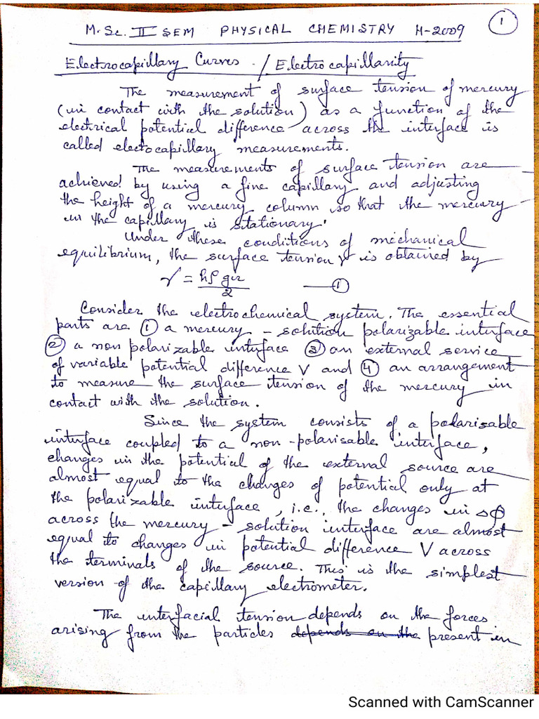 Electrocapillary Curve | PDF