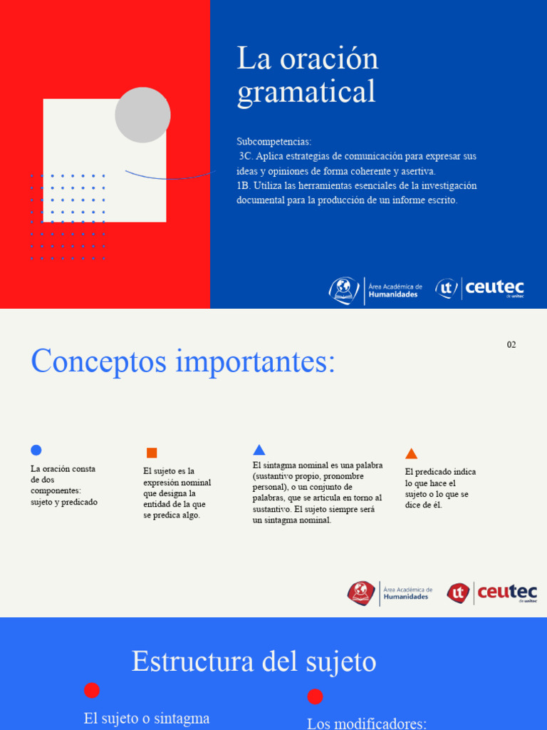 Presentación La Oración Gramatical | PDF | Asunto (gramática ...