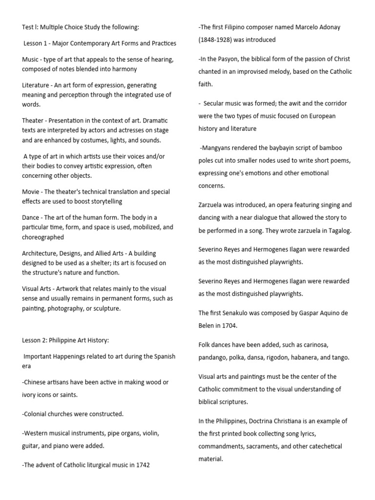 CPAR Reviewer | PDF | Theatre | The Arts