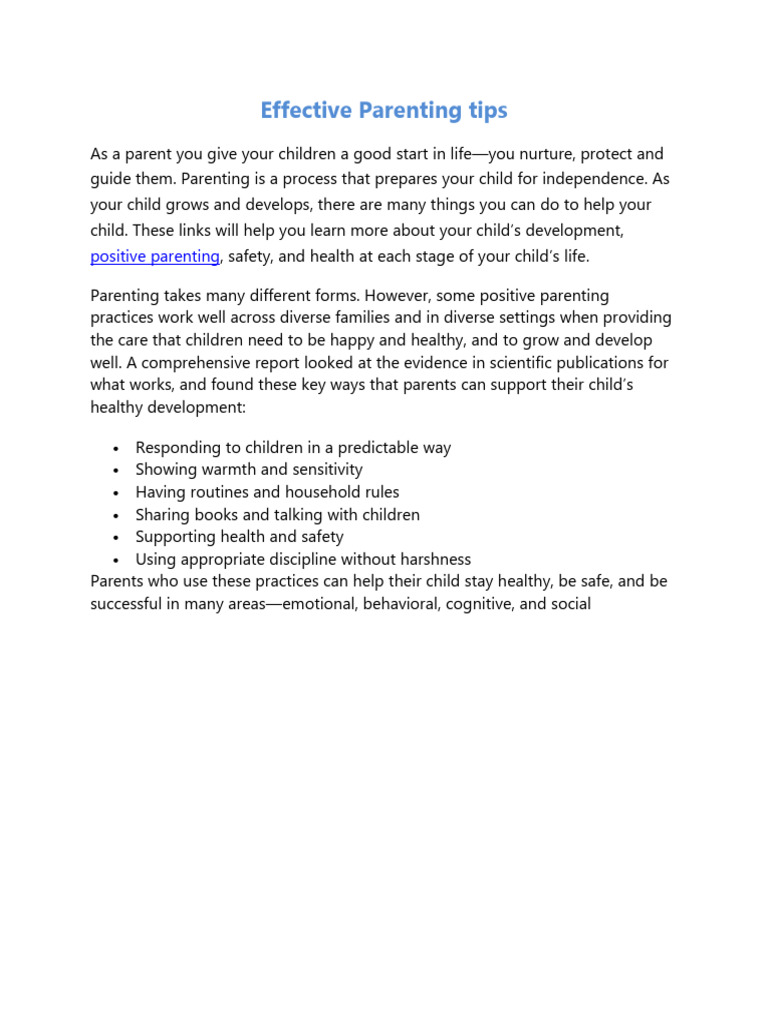Effective Parenting Tips | PDF | Wellness