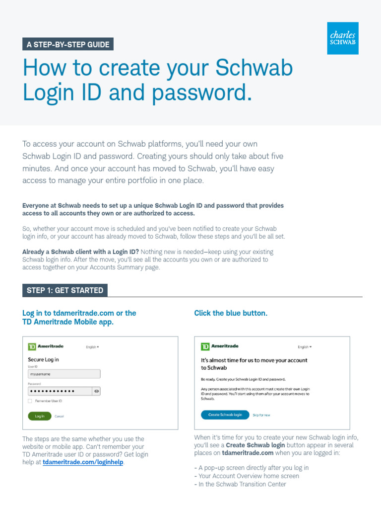 How To Create Your Schwab Login ID and Password. How To Create Your ...