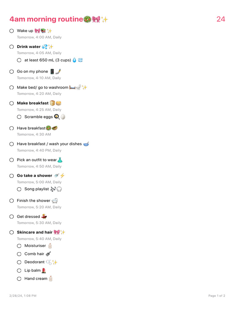 4am Morning Routine?? | PDF | Cooking, Food & Wine | Lifestyle