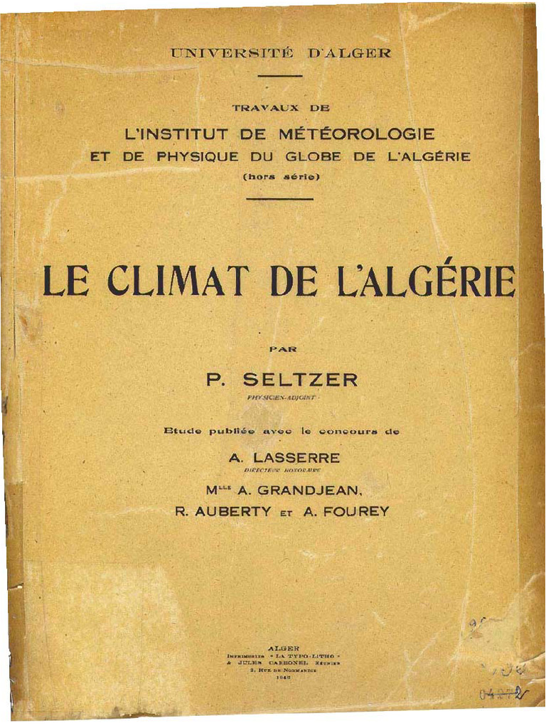 Le Climat de l'Algerie'Seltzer' | PDF
