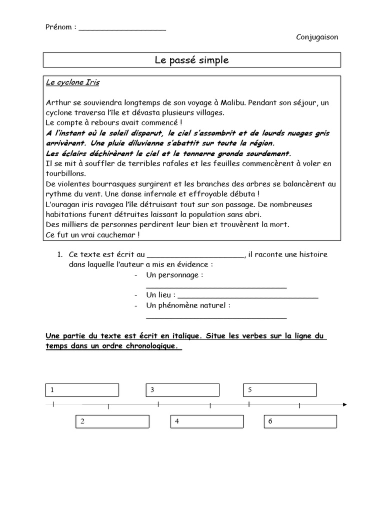 Exercices sur le passé simple | PDF | Cyclones tropicaux | Nombre ...